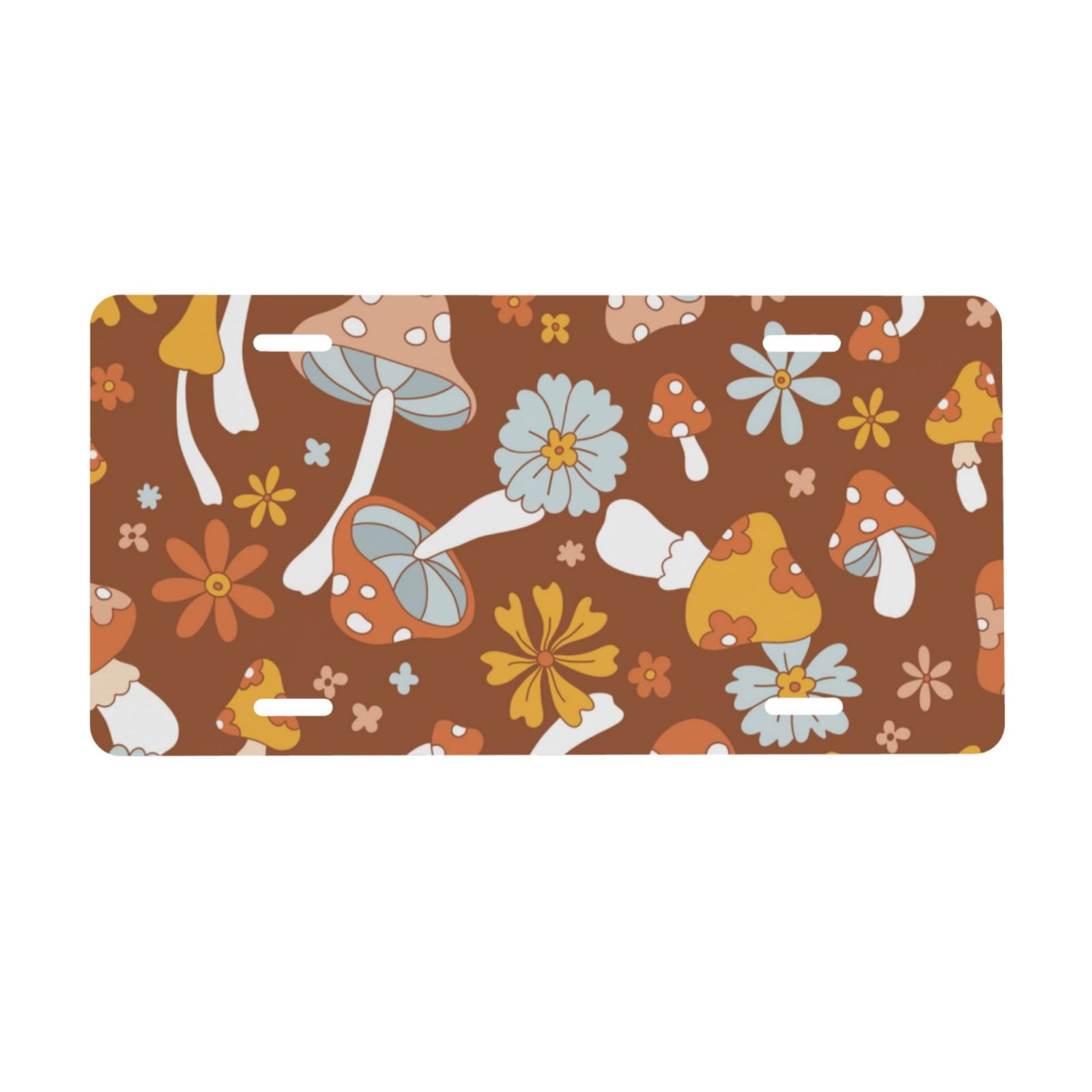 Kdxio Floral Hippie Mushrooms License Plate Car Front License Plate Car ...