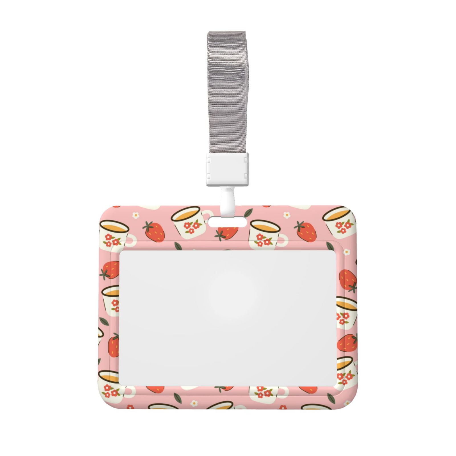Kdxio Floral Mugs And Strawberries Card Badge Holder Work Badge Sleeve ...