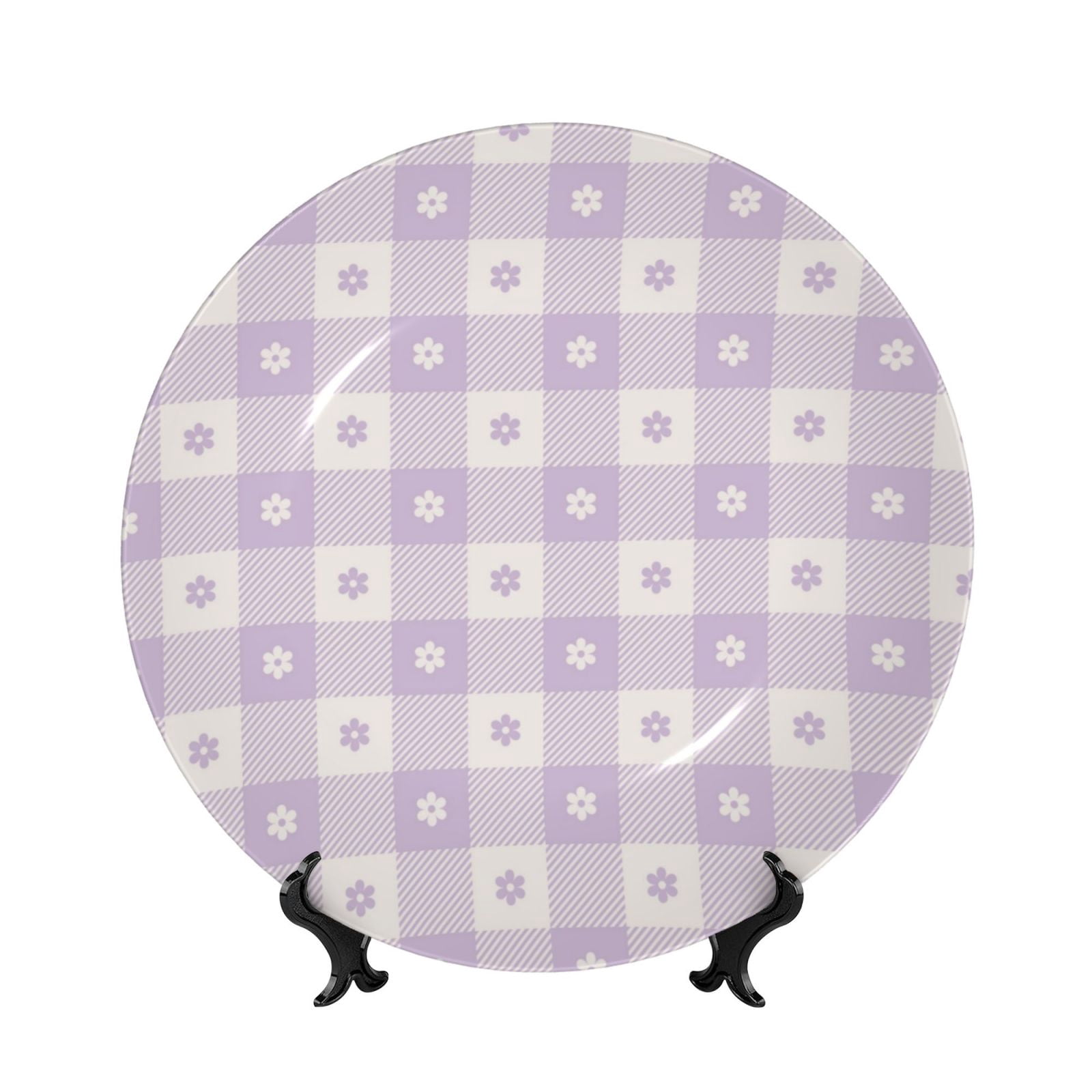 Kdxio Floral Purple Buffalo Plaid Bone China Decorative Plate Ceramic ...
