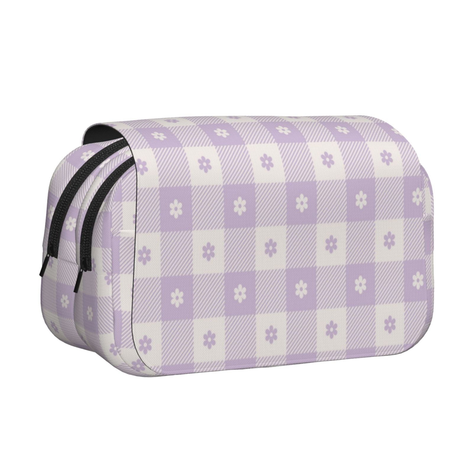 Kdxio Floral Purple Buffalo Plaid for Double Compartment Pen Case ...