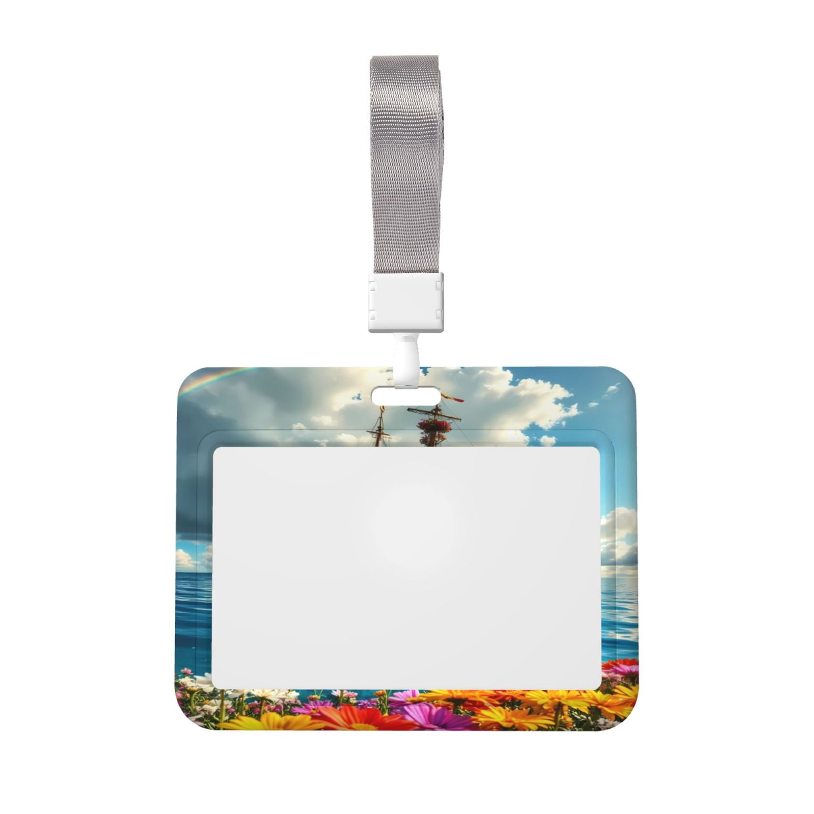 Kdxio Floral Ship On Ocean Card Badge Holder Work Badge Sleeve for ...