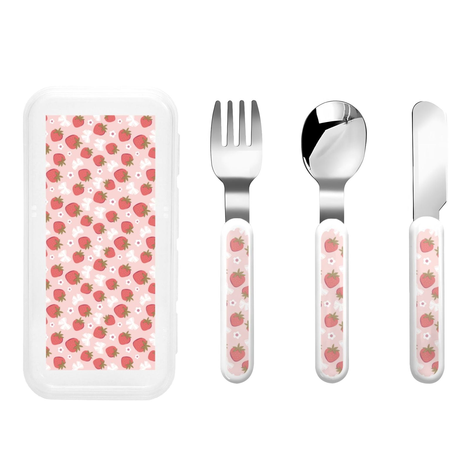 Kdxio Floral Strawberr Toddler Utensils Set - Kids Silverware Set, Set ...