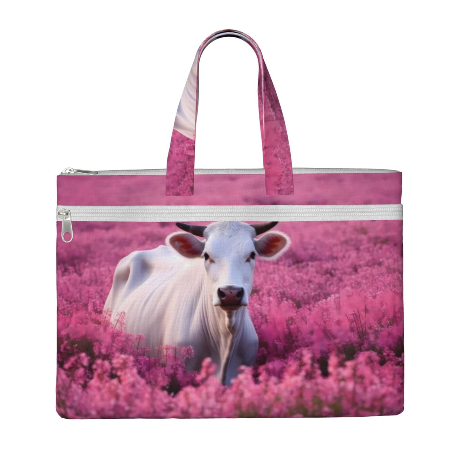 Kdxio Flower Field Cow File Tote Document Bag Business Briefcase Bag ...