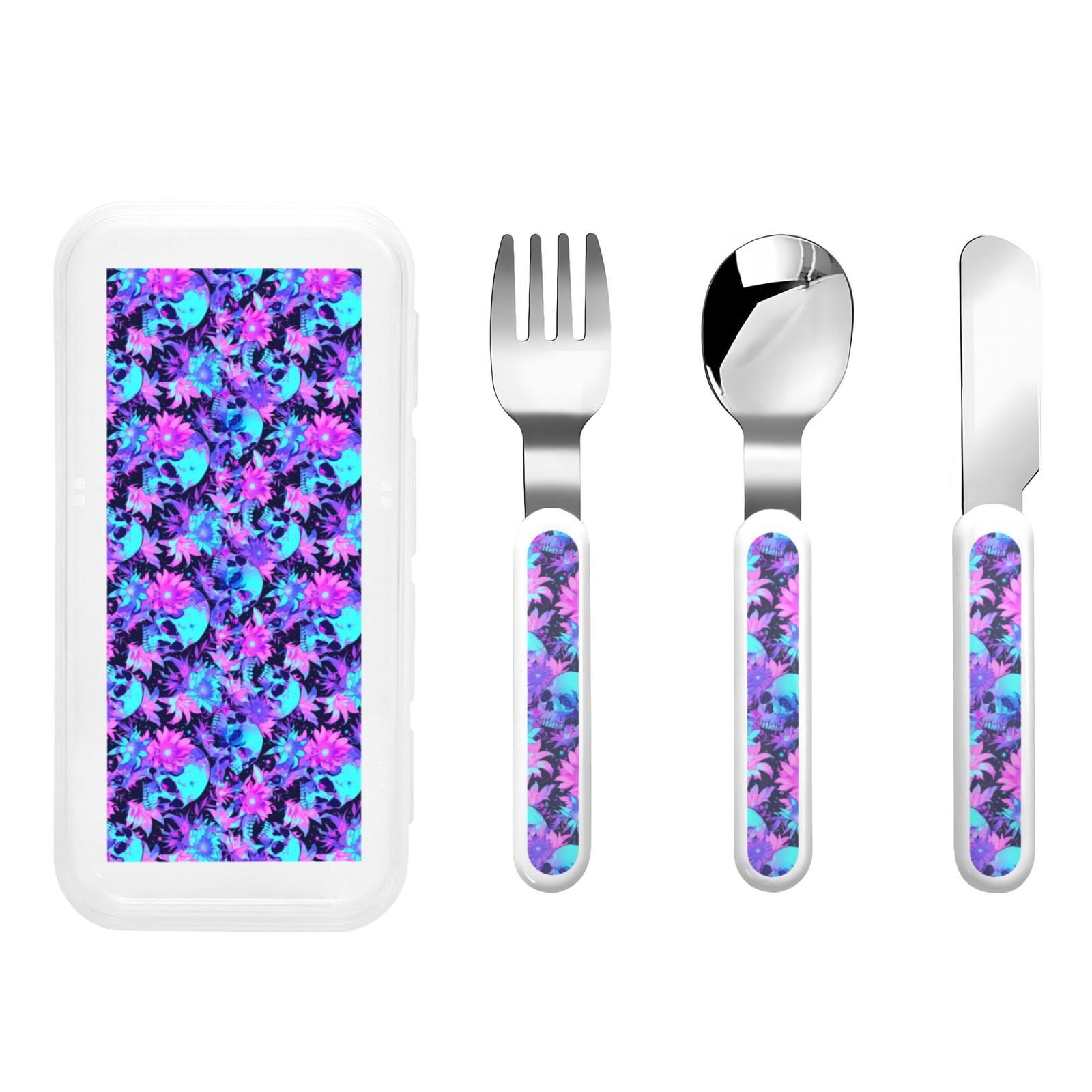 Kdxio Flower Happy Skull Toddler Utensils Set - Kids Silverware Set ...