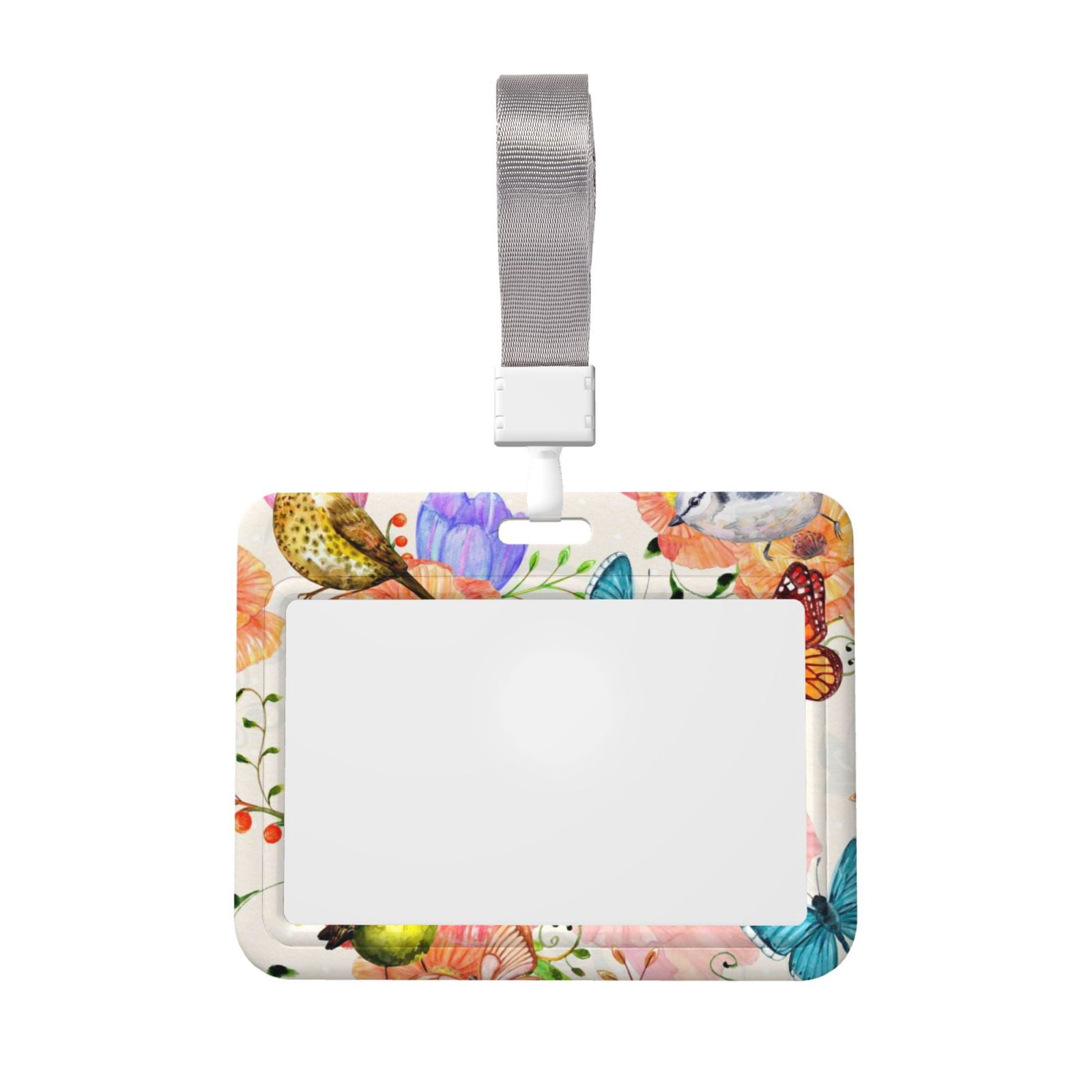Kdxio Flowers And Birds Watercolor Card Badge Holder Work Badge Sleeve ...