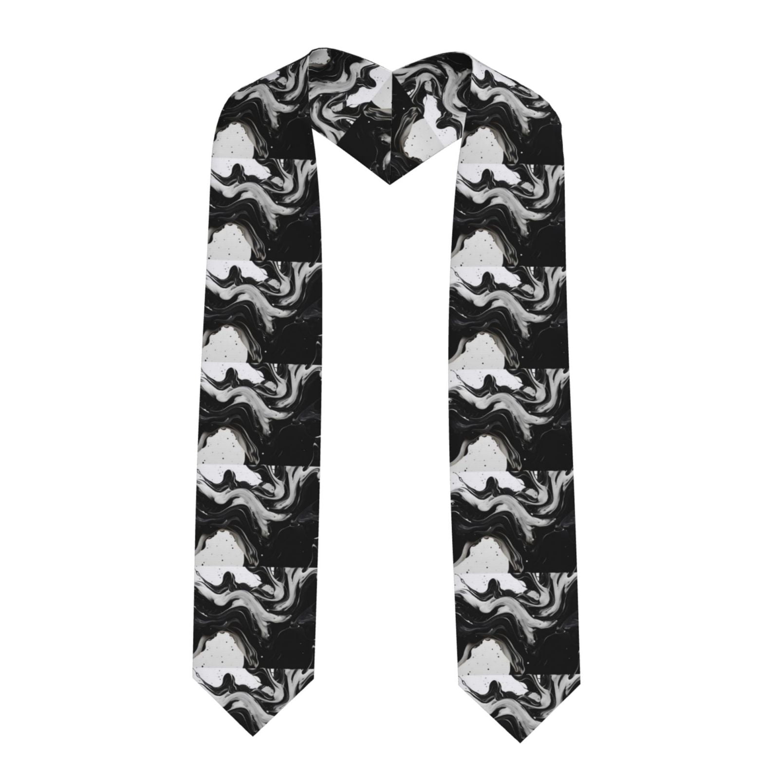 Kdxio Fluid Black White Paint Swirls Graduation Stole Class, Graduation ...