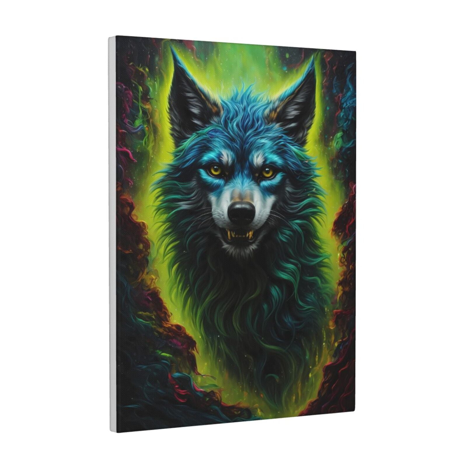 Kdxio Fluorescent Wolf Pattern Canvas Wall Art 12x16 Inches ...