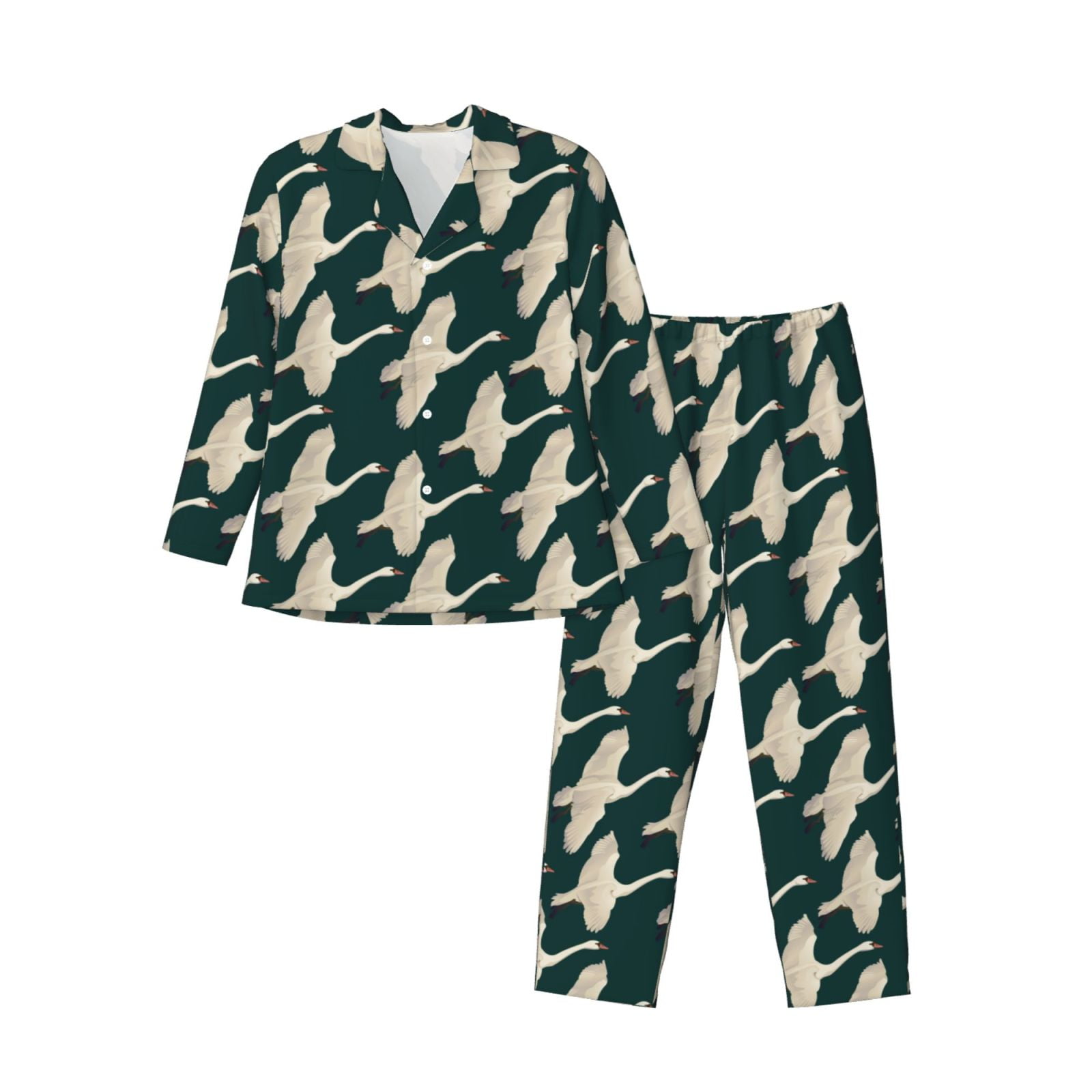 Kdxio Flying Swans Men’s Pajama Set Pajamas For Men 2 Piece PJ Set with ...