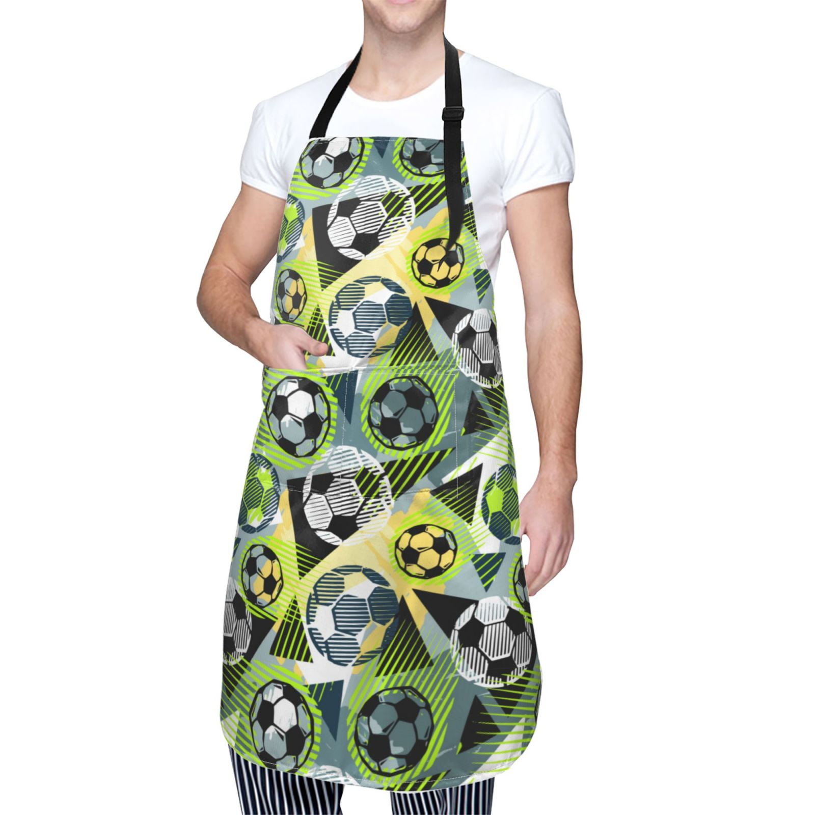 Kdxio Football Doodle Apron with Pockets Adjustable Kitchen Aprons for ...