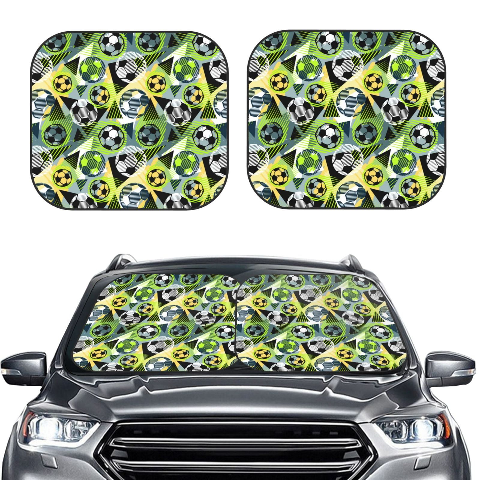 Kdxio Football Doodle Print 2-Piece Sun Shade Front Windshield ...