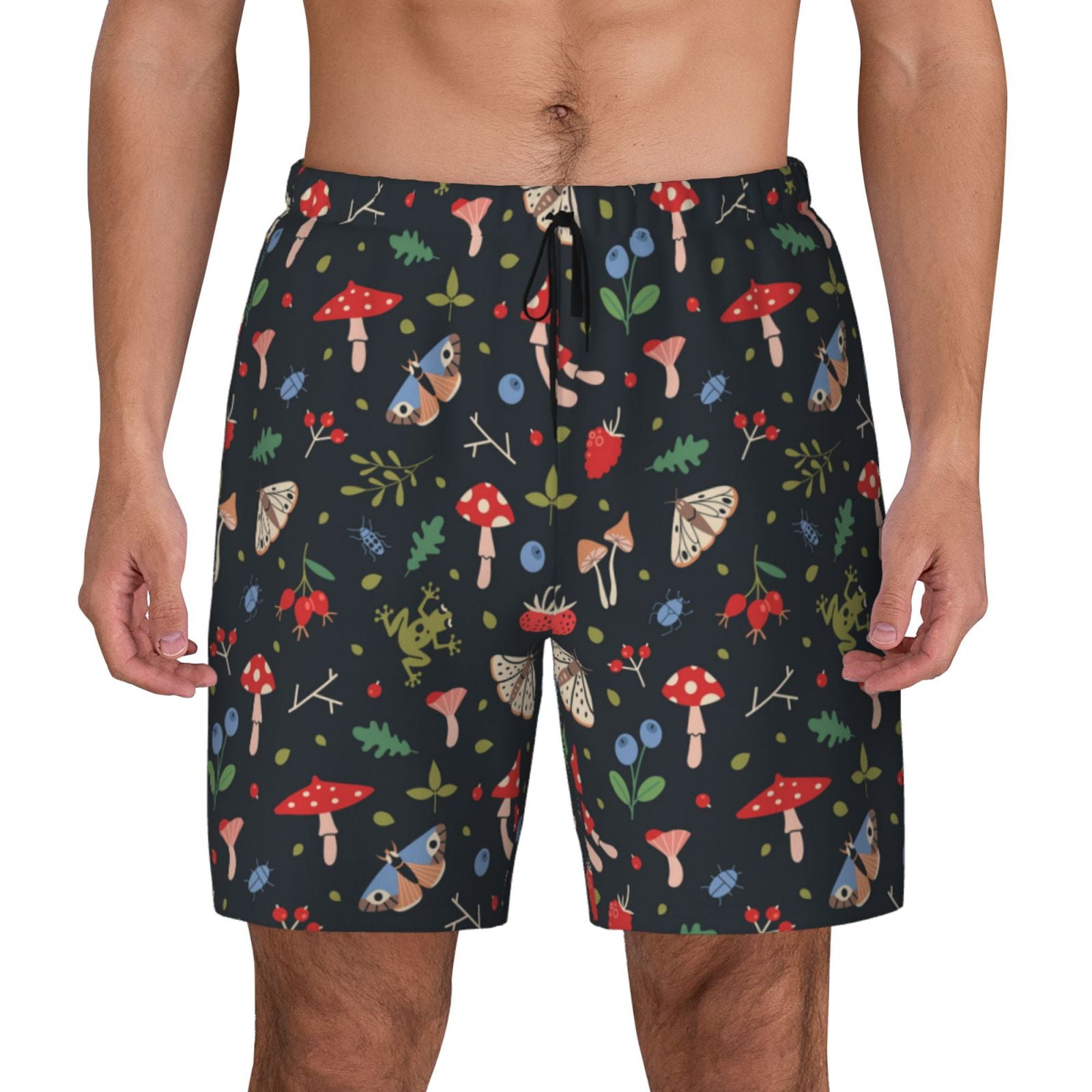 Kdxio Forest Flora And Insects Print Men'S Swim Trunks With Compression ...