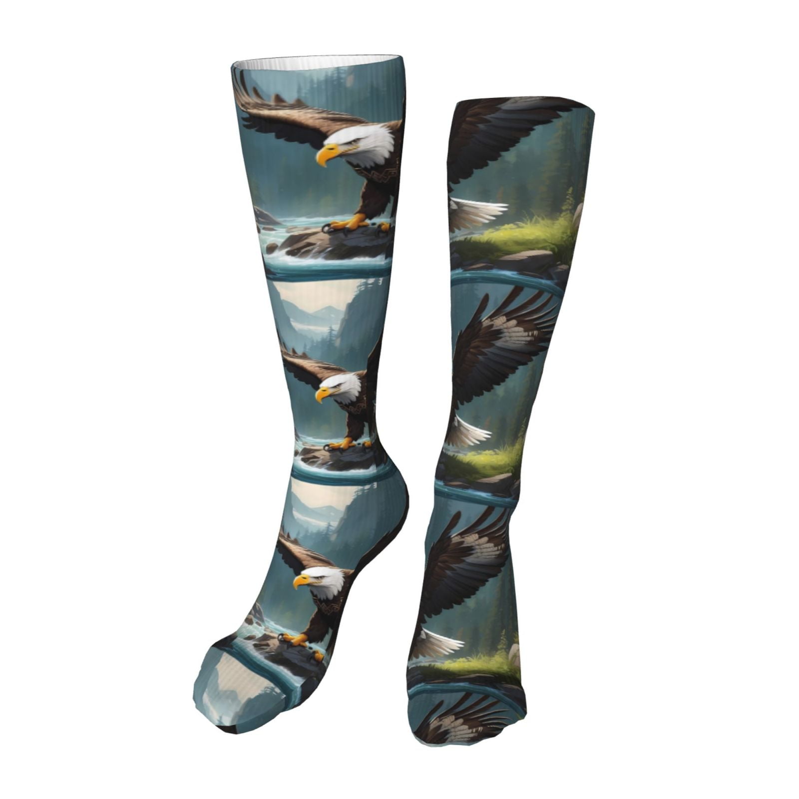 Kdxio Forest River Bald Eagle Funny Silky Novelty Funky Long Knee High ...