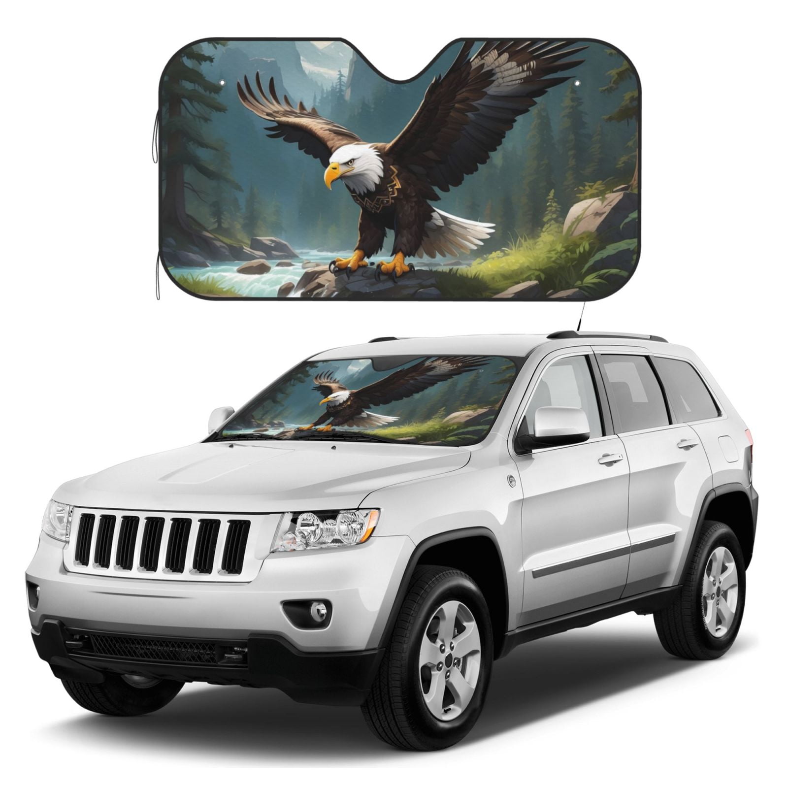 Kdxio Forest River Bald Eagle Print Windshield Sun Shade, Foldable Sun ...