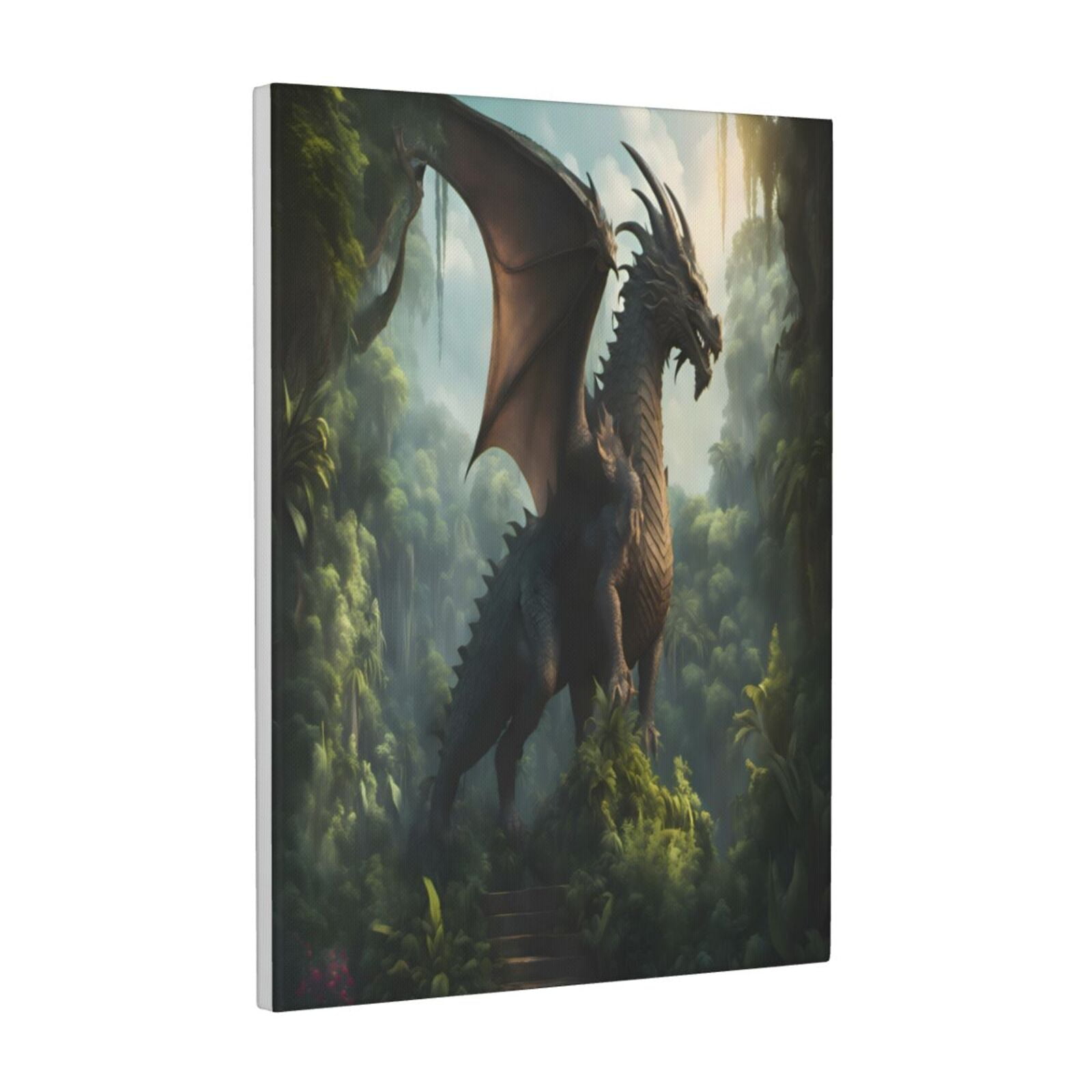 Kdxio Forest Stone-Colored Dragon Pattern Canvas Wall Art 12x16 Inches - Waterproof HD Print ...