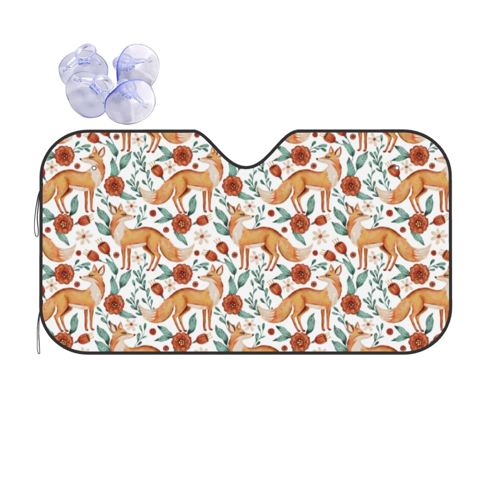 Kdxio Foxes and Floral Harmony Print Front Windshield Sun Shade,Folding ...