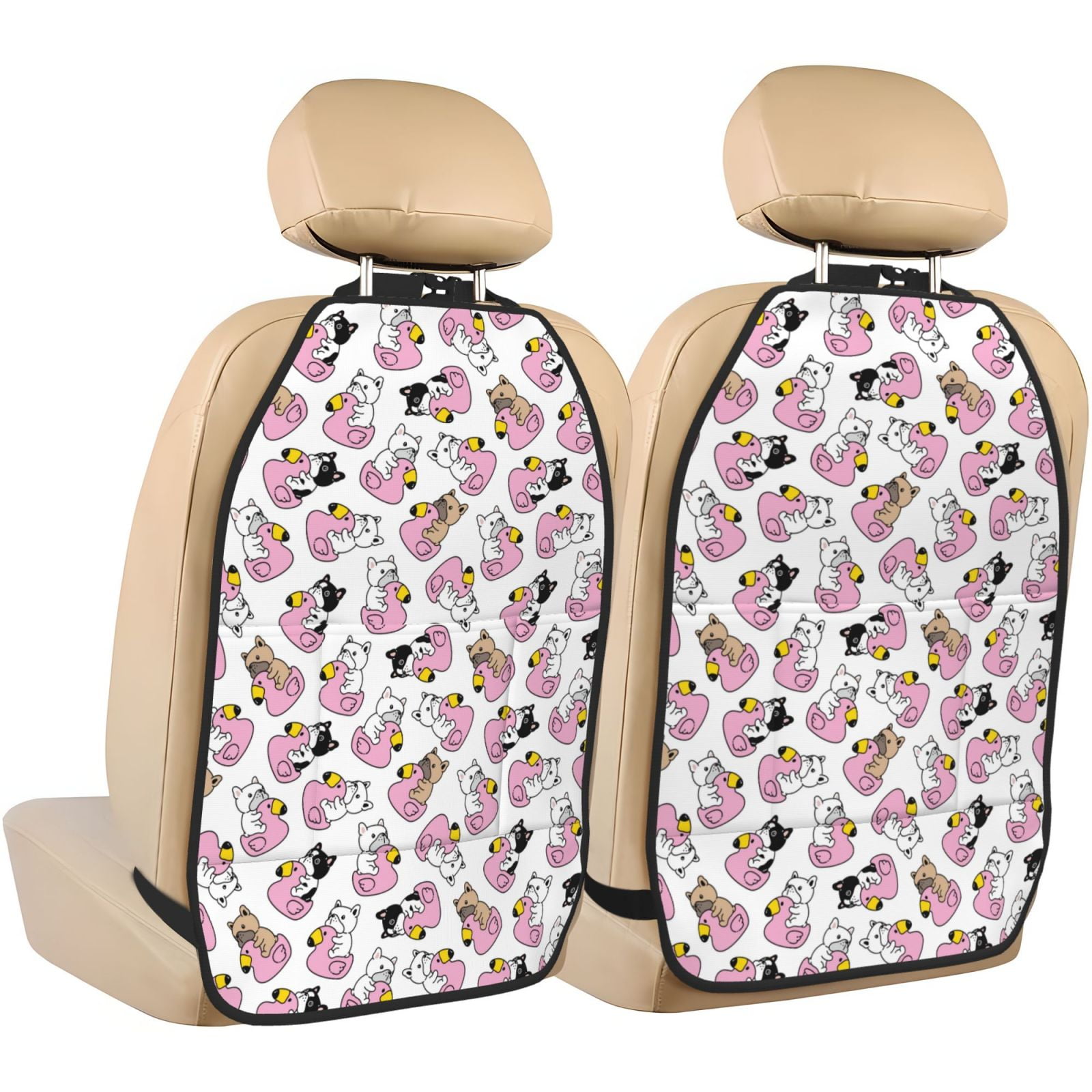 Kdxio French Bulldog Duck Print 2 Pack Car Kick Mat Seat Cover Back ...