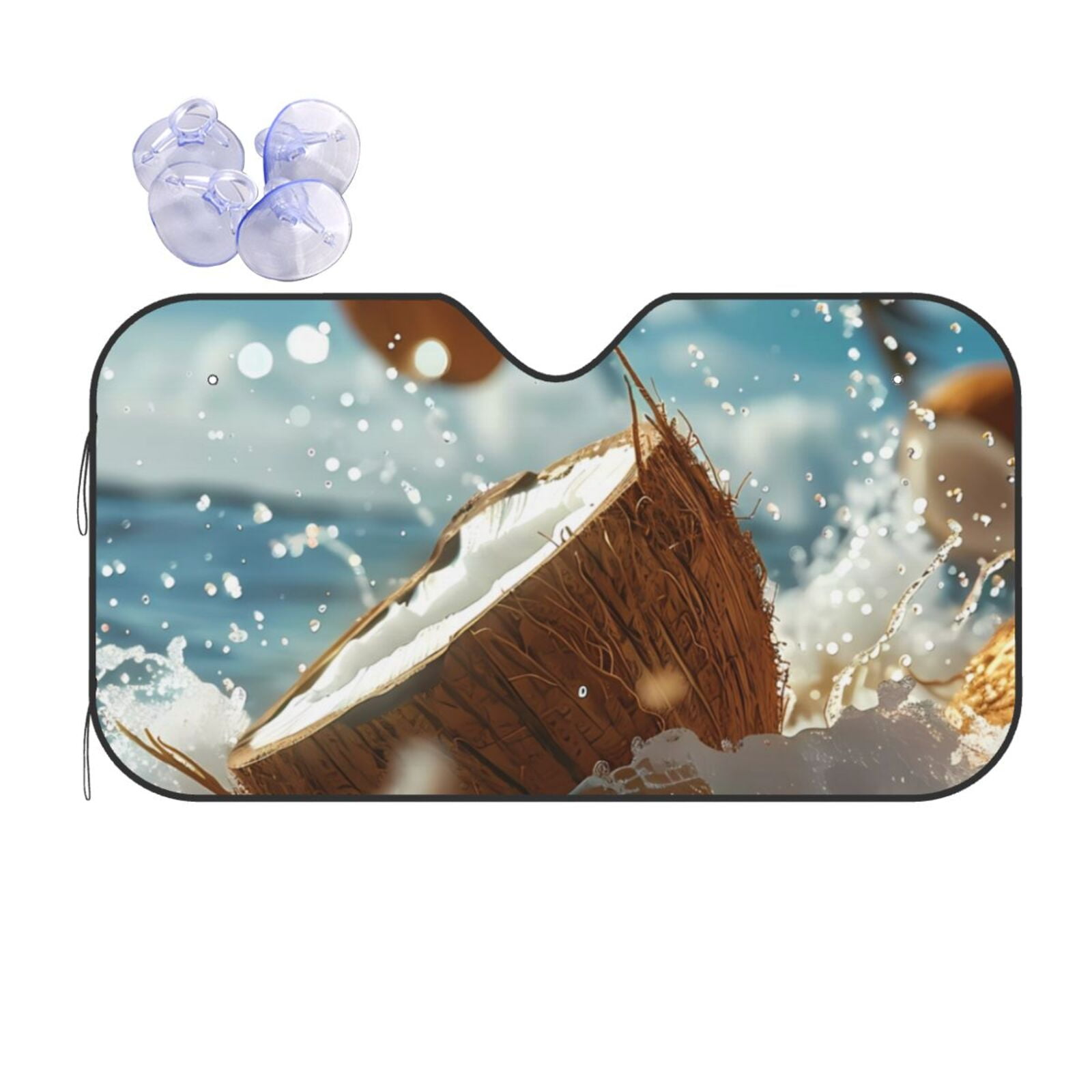 Kdxio Fresh Coconut Splash Print Front Windshield Sun Shade,Folding ...