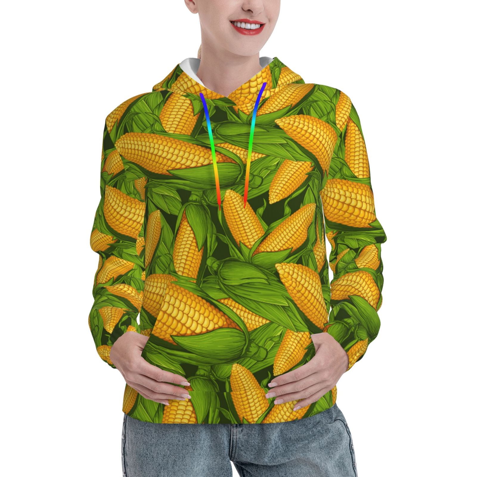 Kdxio Fresh Corn 1 Print Womens Oversized Hoodies Sweatshirts Hooded ...