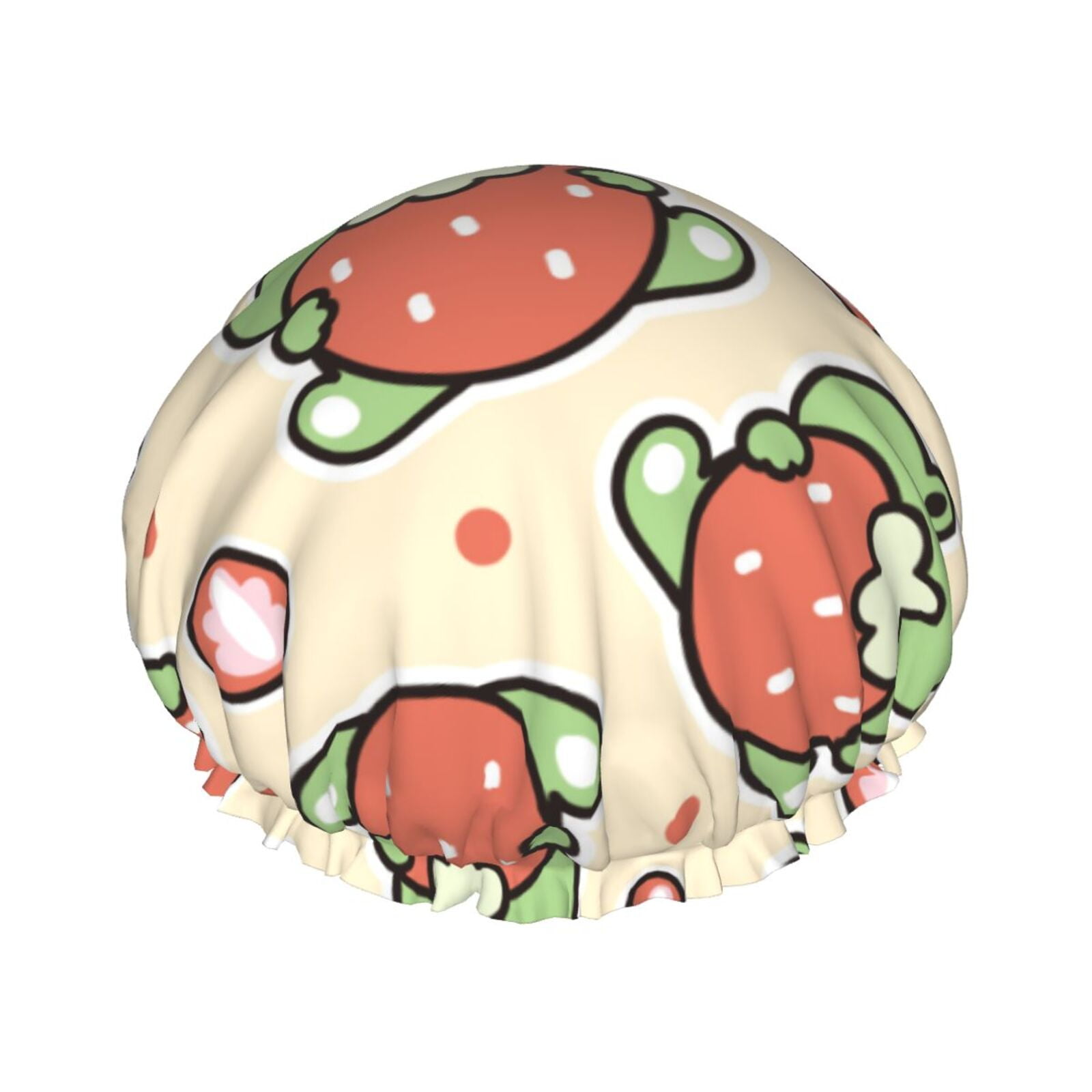 Kdxio Frog Hold Strawberry Print Shower Cap for Women,Elastic and ...