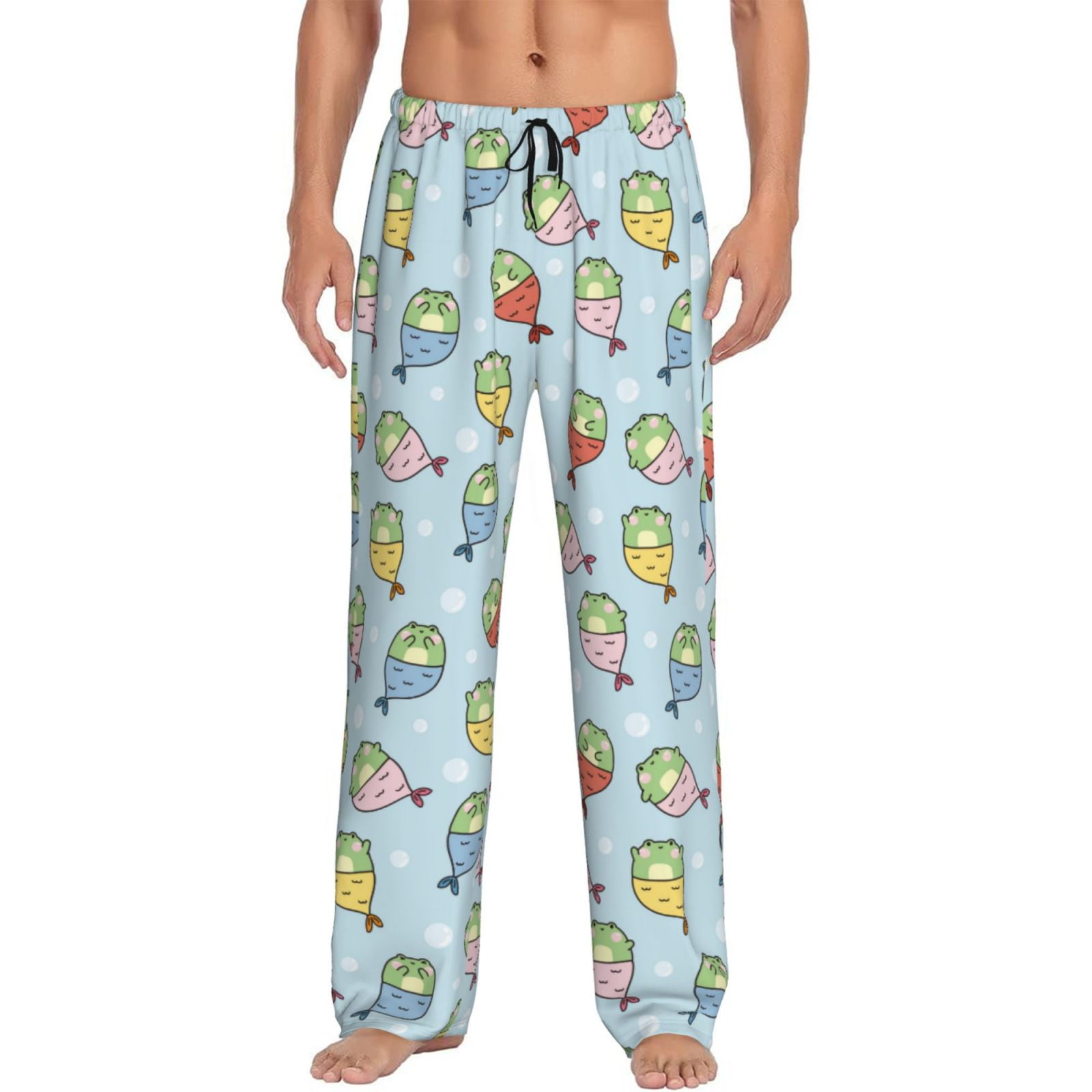Kdxio Frog In Mermaid Print Men's Sleep Pajama Pant Lounge Pants with ...