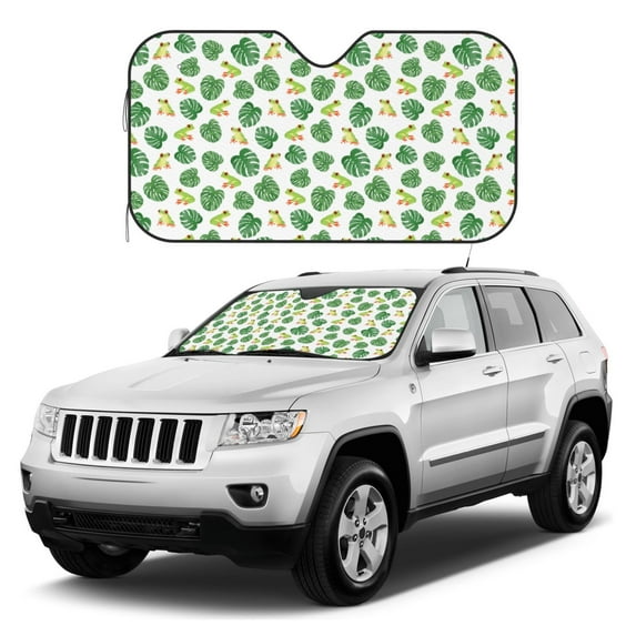 Kdxio Frogs And Tropical Leaves Print Windshield Sun Shade, Foldable ...
