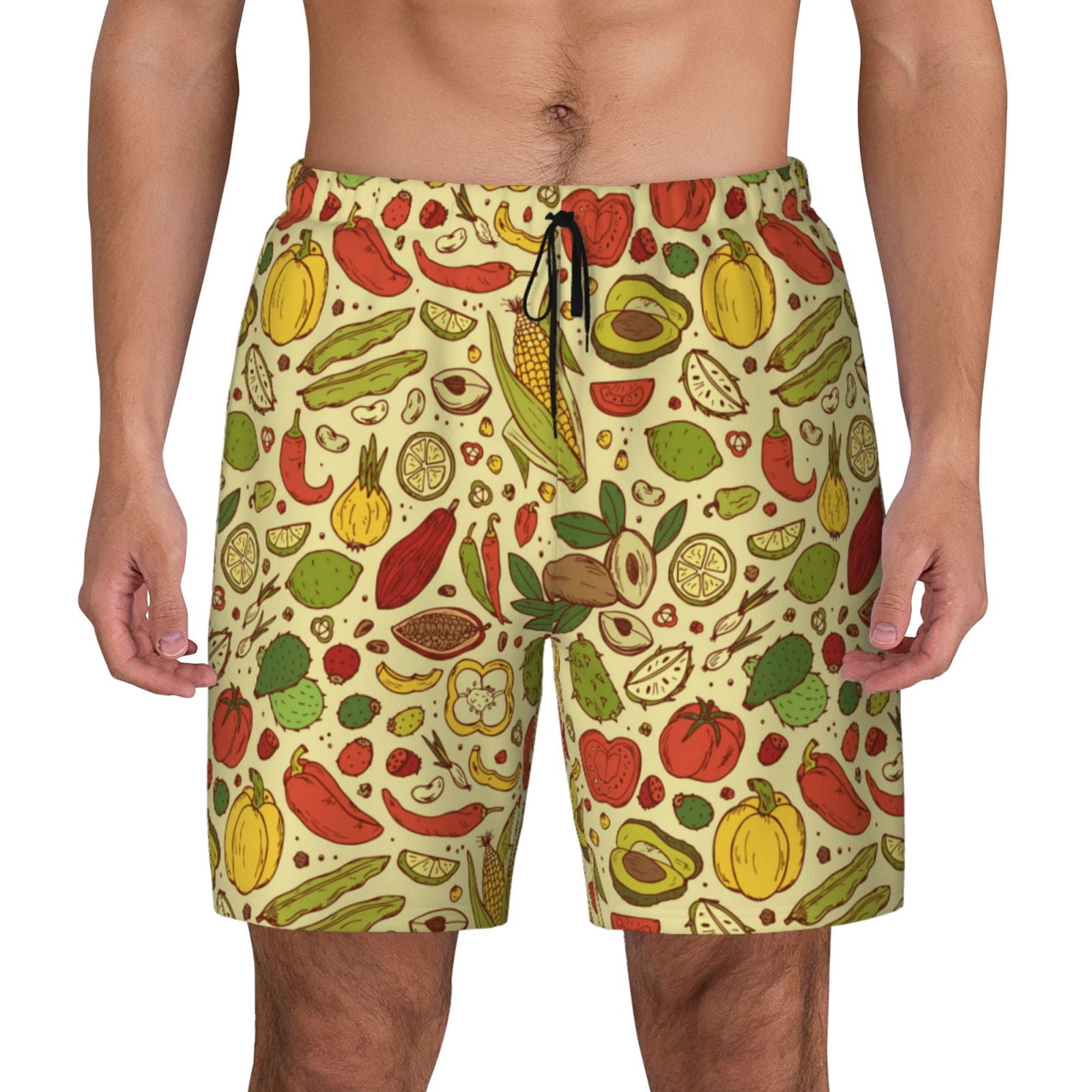 Kdxio Fruits And Vegetables Print Men's Swim Trunks with Compression ...