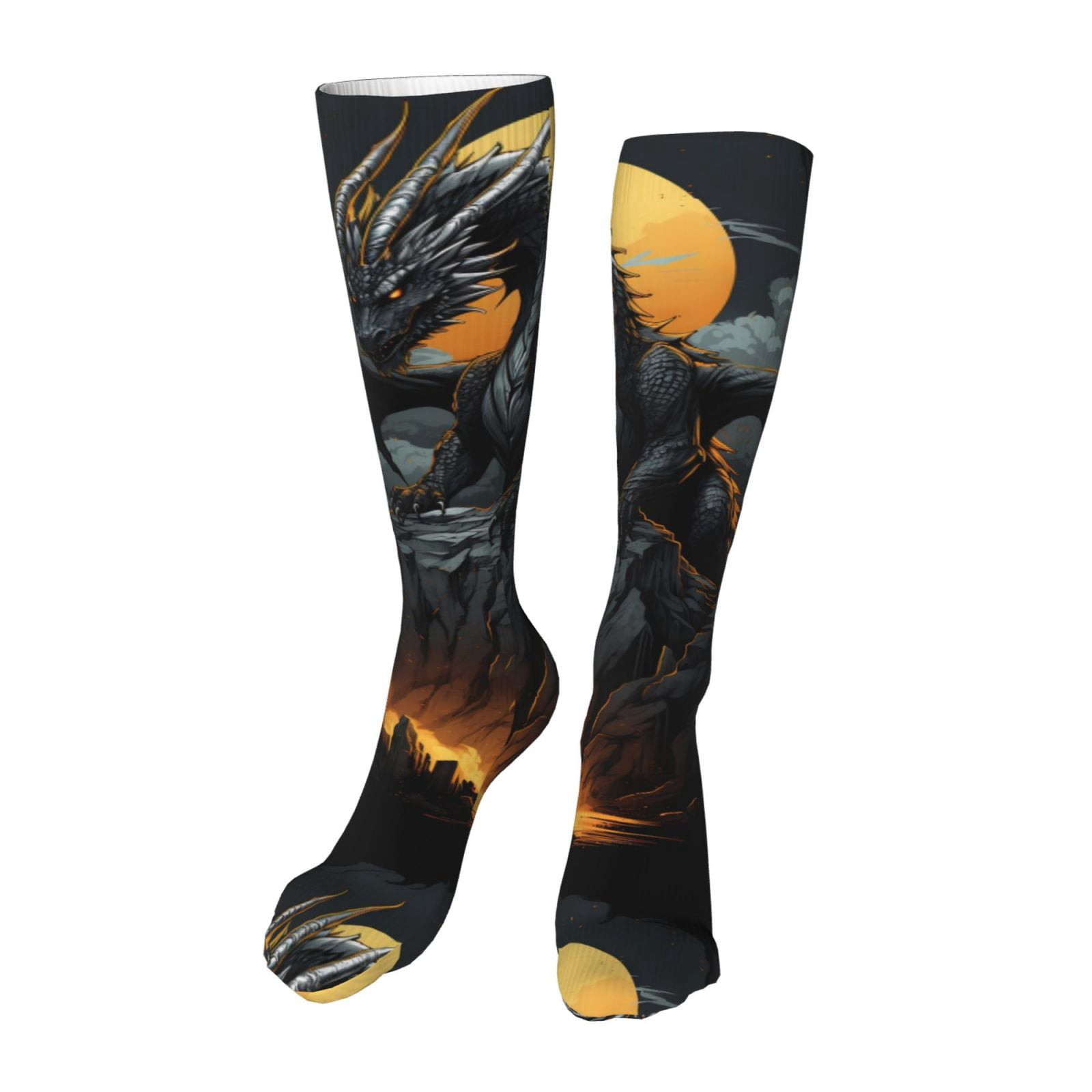 Kdxio Full Moon Black Dragon Funny Silky Novelty Funky Long Knee High ...
