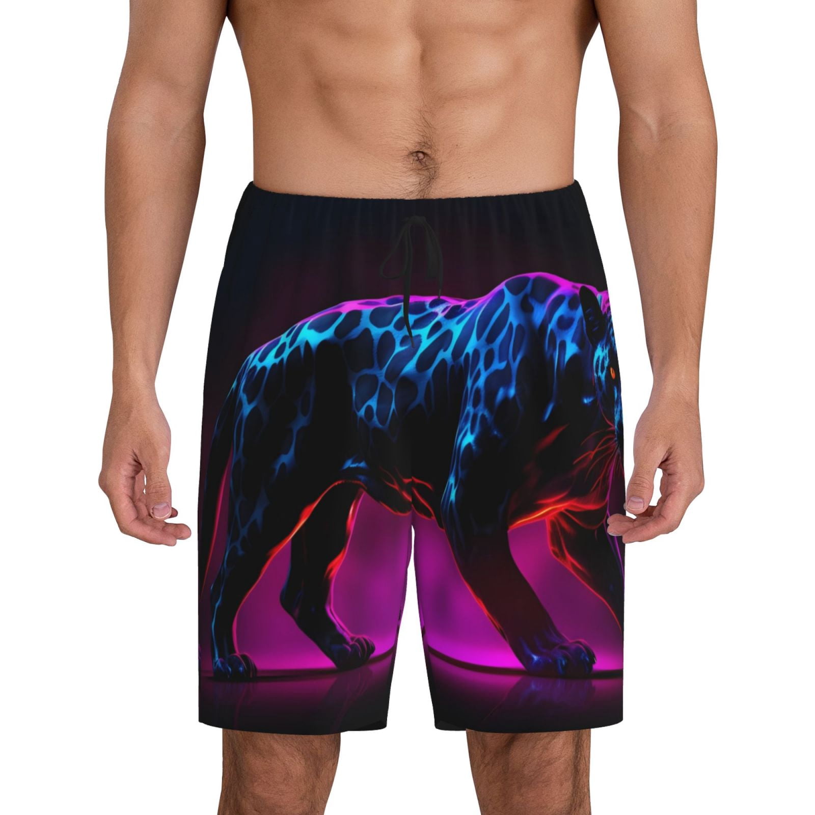 Kdxio Futuristic Purple Panther A、 Print Mens Sleep Shorts Bottoms Soft ...