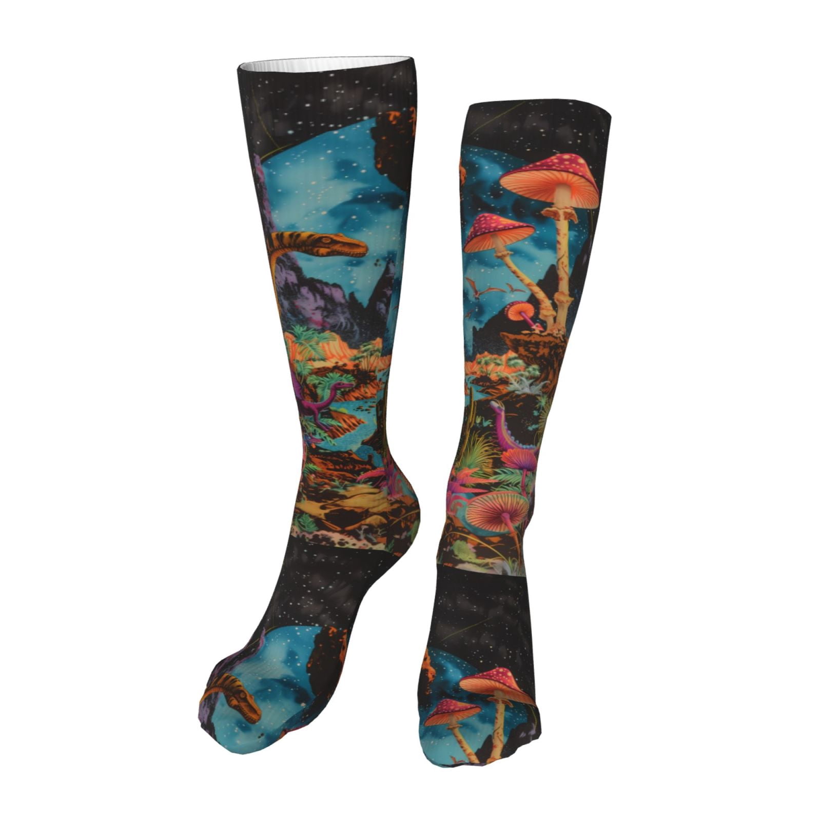 Kdxio Galactic Jungle Dinosaurs Funny Silky Novelty Funky Long Knee ...
