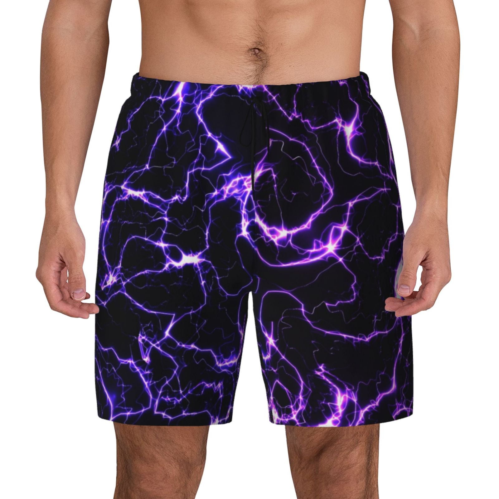 Kdxio Galaxy Lightning Print Men's Swim Trunks with Compression Liner 7 ...