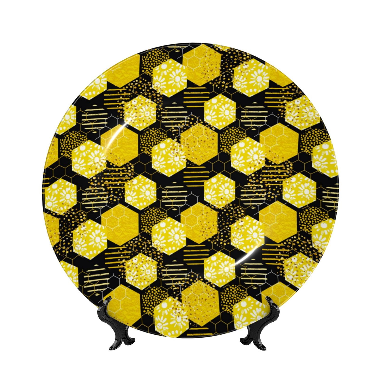 Kdxio Geometric Pattern with Bee Bone China Decorative Plate Ceramic ...