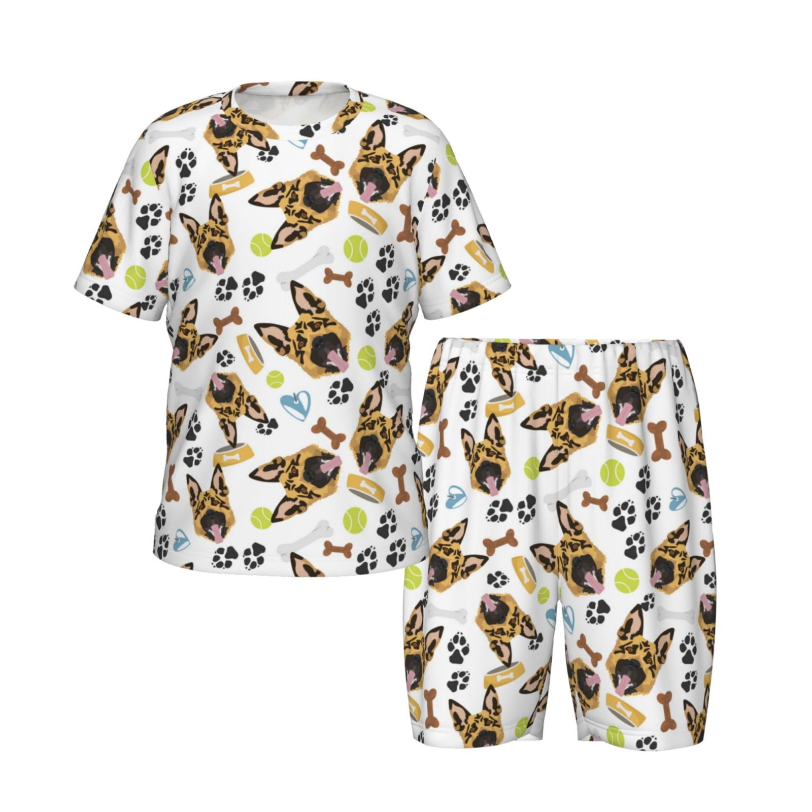 Kdxio German Shepherd Dog Pattern Short-Sleeved Summer Pajama Set for ...