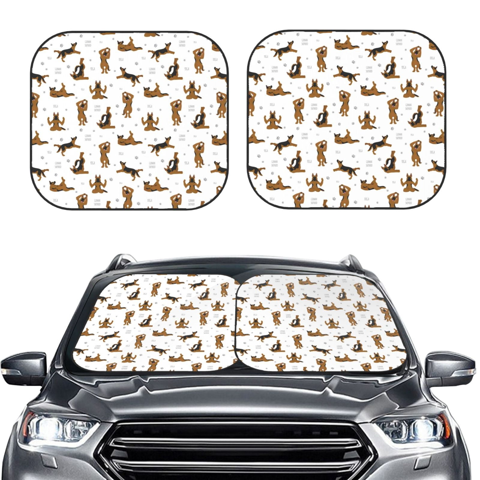 Kdxio German Shepherd Dog Print 2-Piece Sun Shade Front Windshield ...