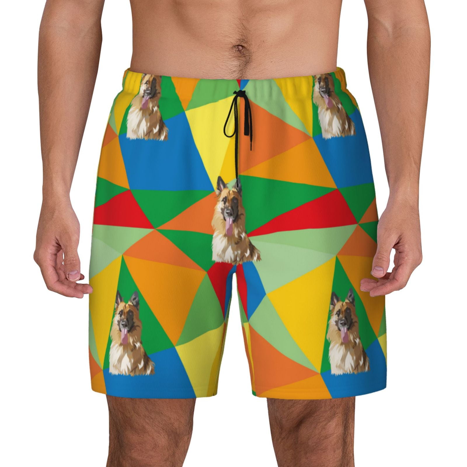Kdxio German Shepherd Dog Print Men's Swim Trunks with Compression ...