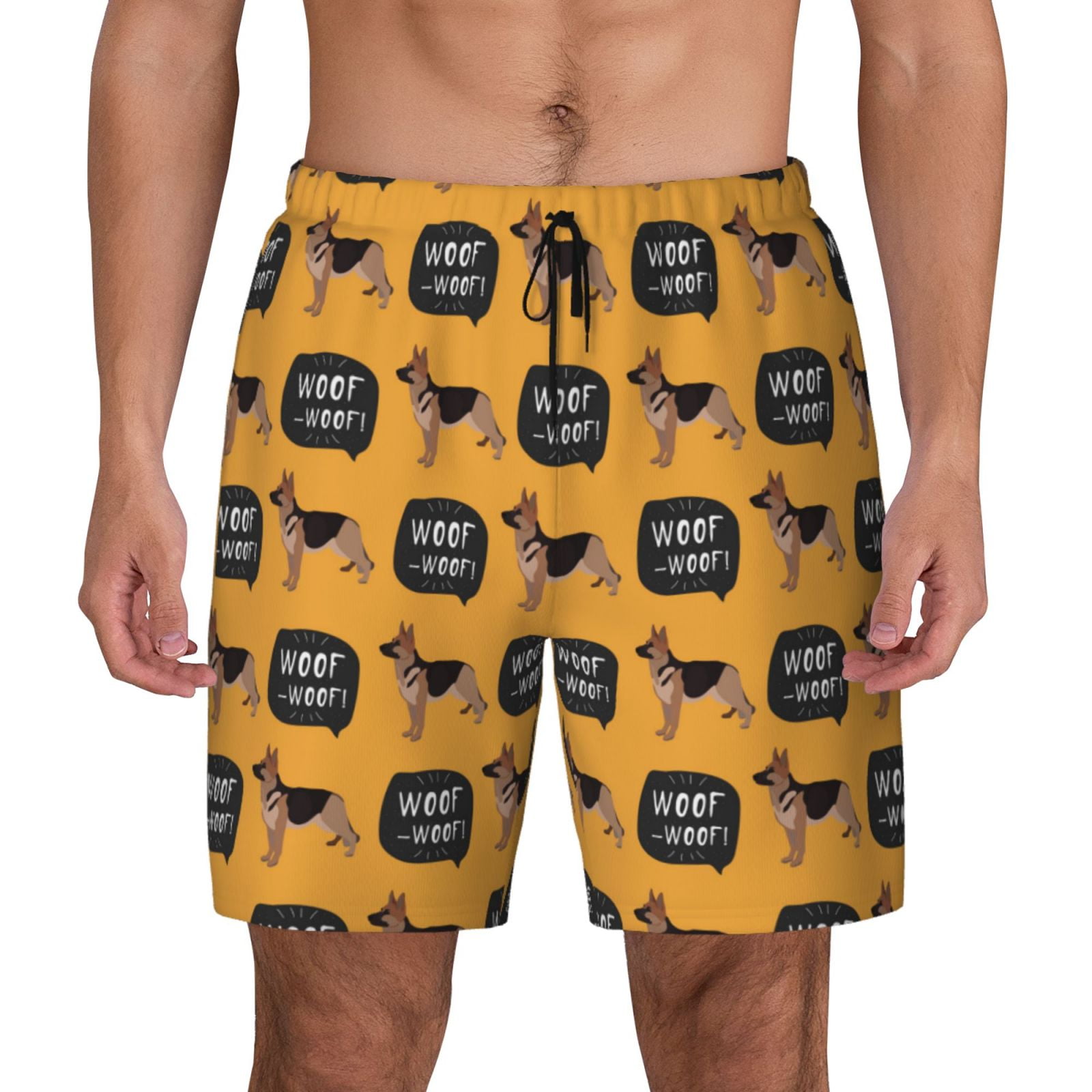 Kdxio German Shepherd Woof Print Men's Swim Trunks with Compression ...
