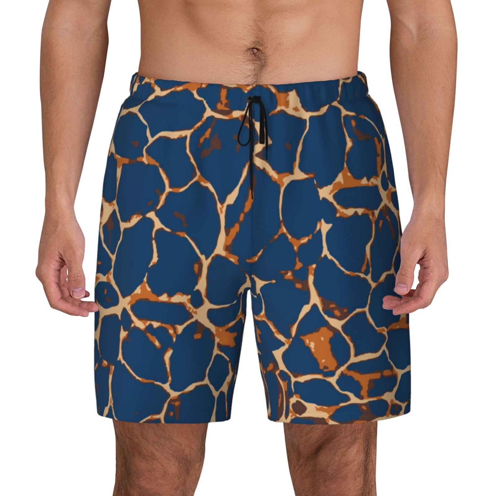 Kdxio Giraffe Skin Print Men's Swim Trunks with Compression Liner 7 ...