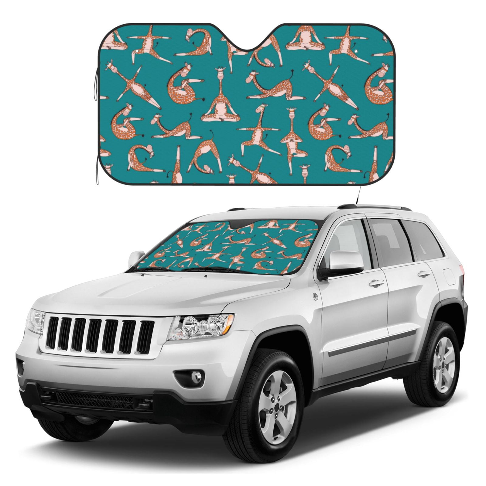 Kdxio Giraffes Doing Various Yoga Print Windshield Sun Shade, Foldable ...