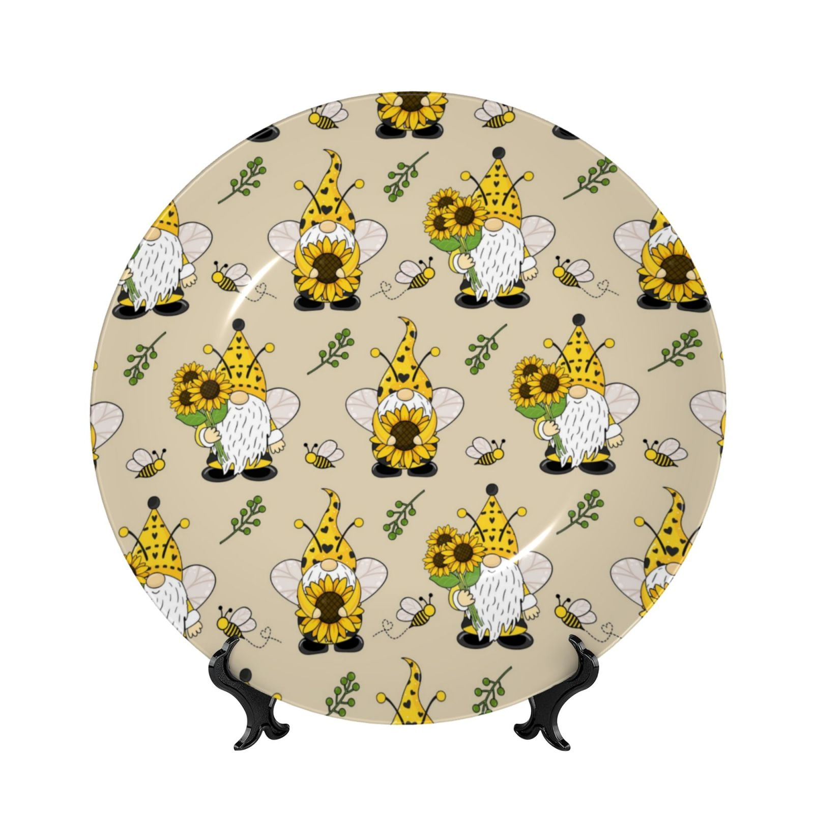 Kdxio Gnomes Bees And Sunflowers Bone China Decorative Plate Ceramic ...