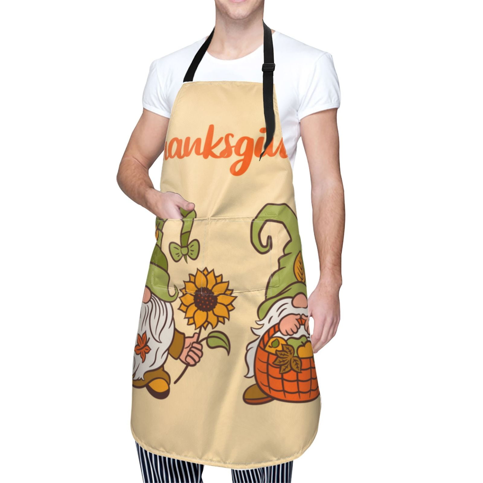 Kdxio Gnomes Happy Thanksgiving Apron with Pockets Adjustable Kitchen ...
