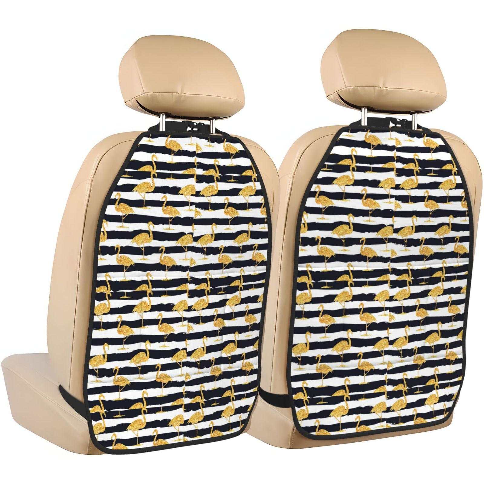 Kdxio Gold Flamingo Print 2 Pack Car Kick Mat Seat Cover Back Protector ...