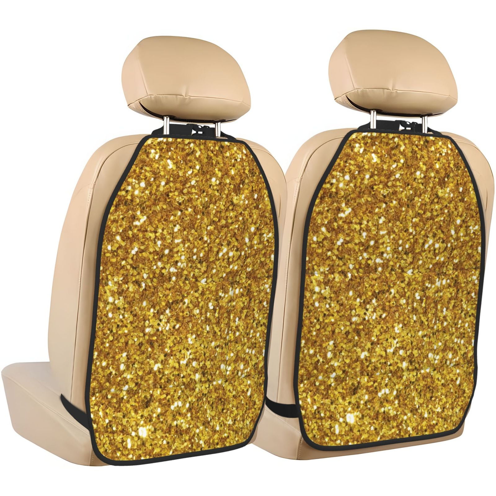 Kdxio Gold Glitter Print 2 Pack Car Kick Mat Seat Cover Back Protector ...
