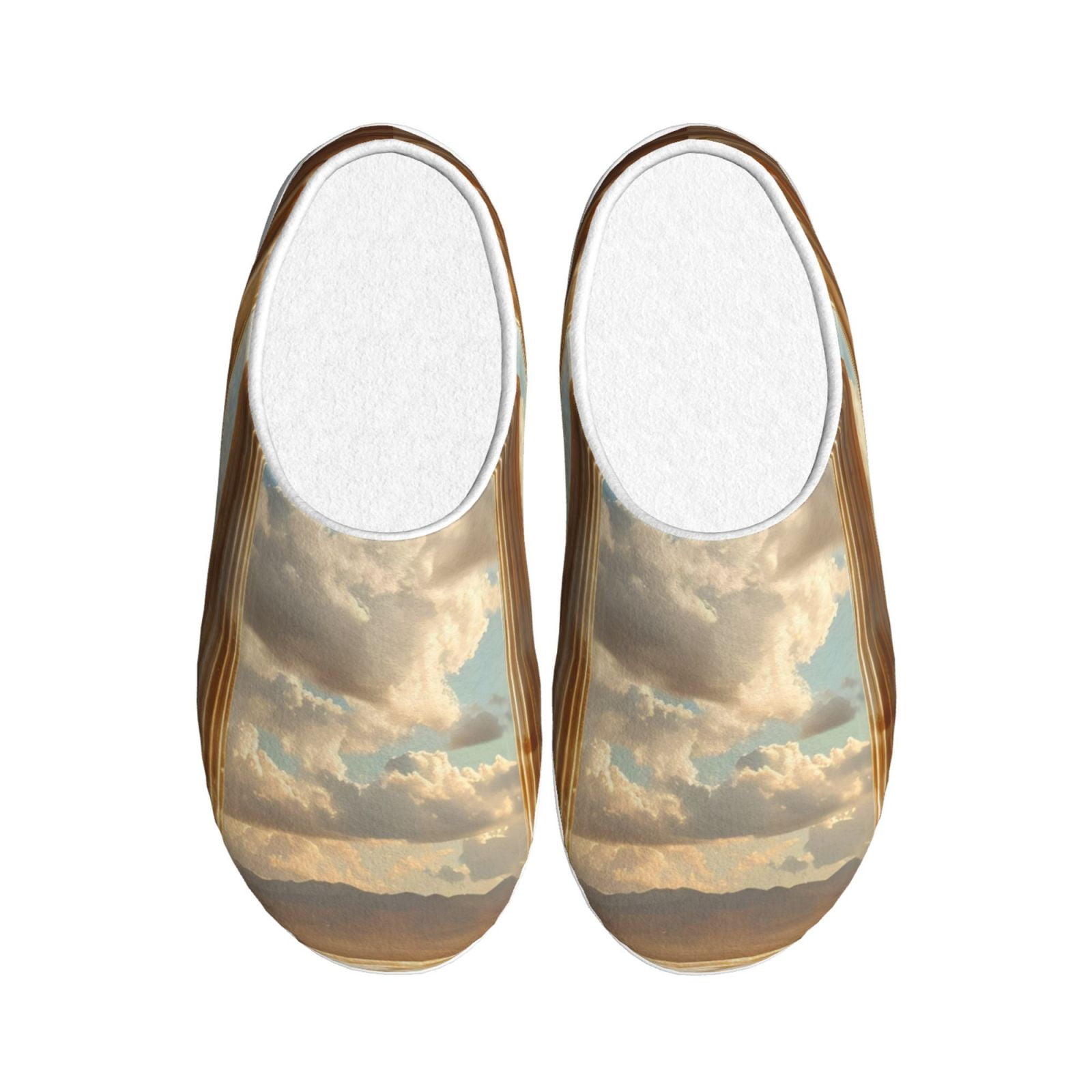 Kdxio Golden Drapes Pillars Clouds Women's Men's Slippers Plush Slip-On ...