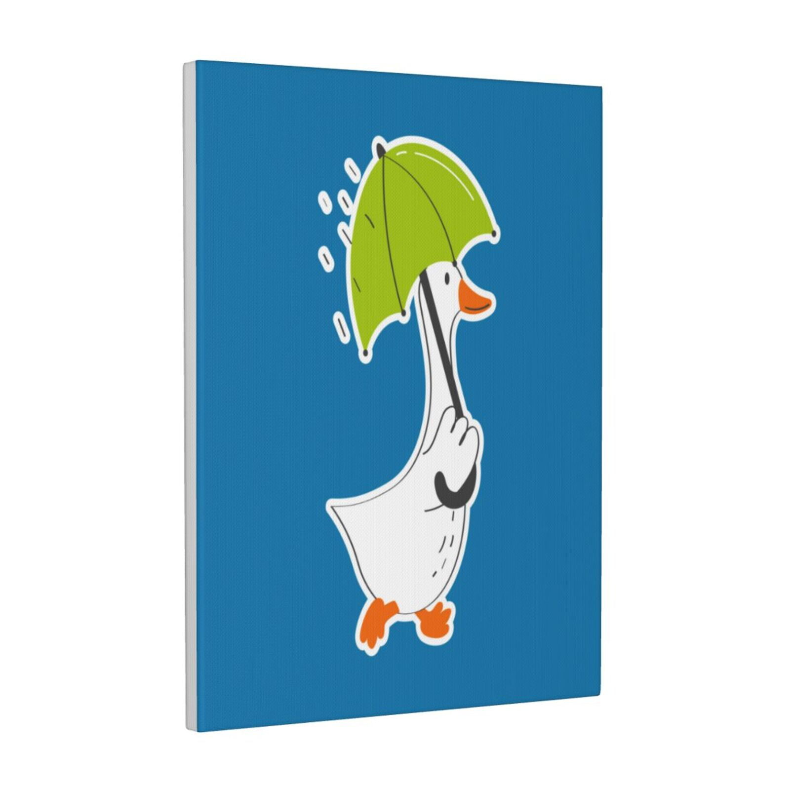 Kdxio Goose Holding an Umbrella Pattern Canvas Wall Art 12x16 Inches ...