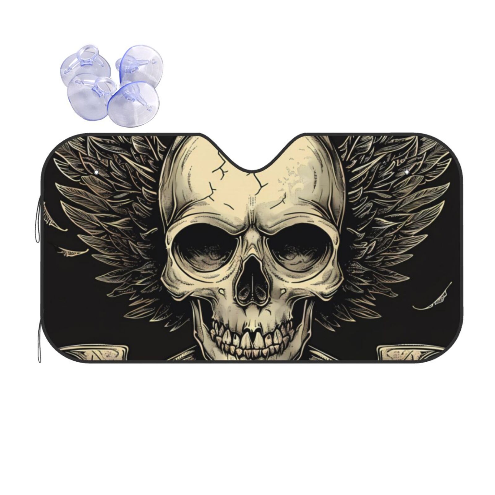 Kdxio Gothic Winged Skull Print Front Windshield Sun Shade,Folding Auto ...