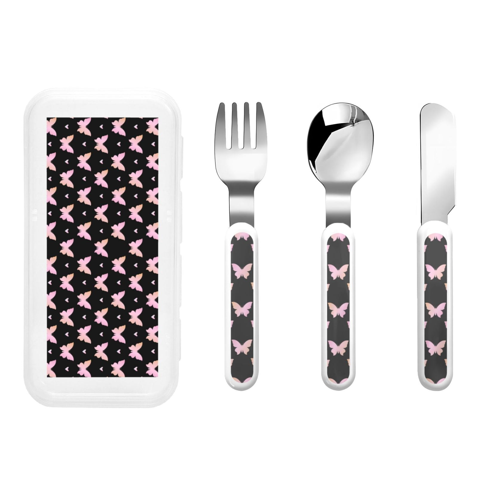 Kdxio Gradient Butterfly Toddler Utensils Set - Kids Silverware Set ...