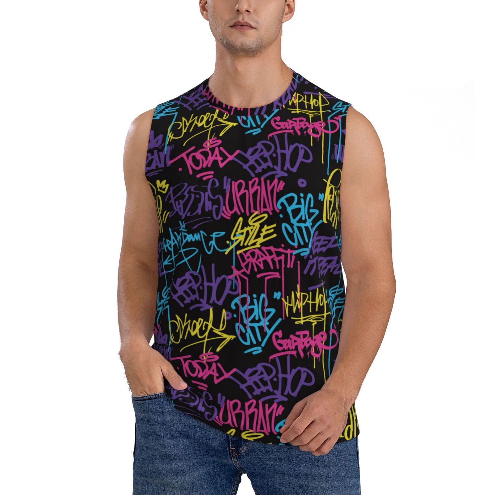 Kdxio Graffiti Art for Men's Muscle T-shirt,Sleeveless for Workout ...