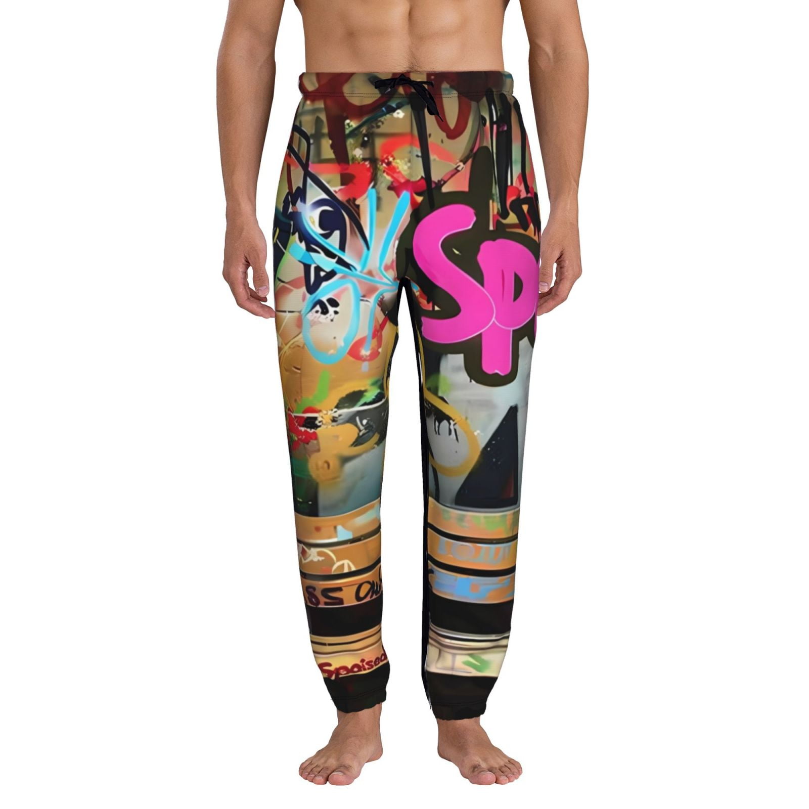 Kdxio Graffiti Lamp Urban Scene Pattern Joggers,Sweatpants for Men with ...