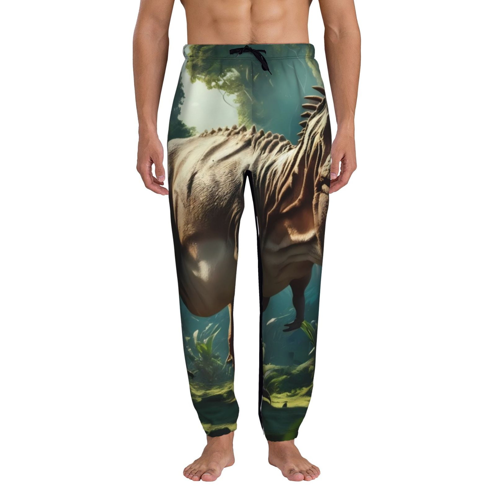 Kdxio Green Forest Dinosaur Pattern Joggers,Sweatpants for Men with ...