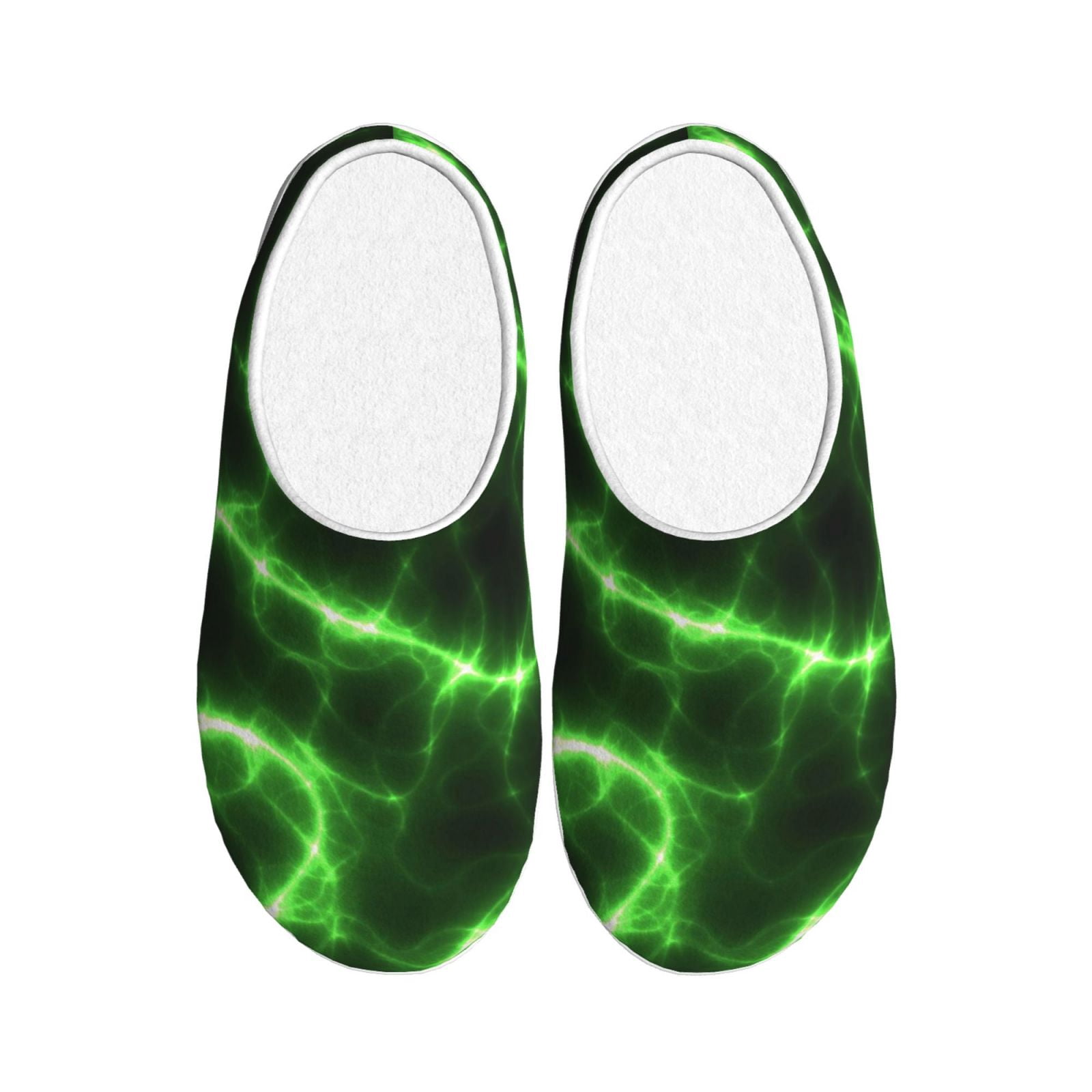 Kdxio Green Lightning Women's Men's Slippers Plush Slip-On House ...