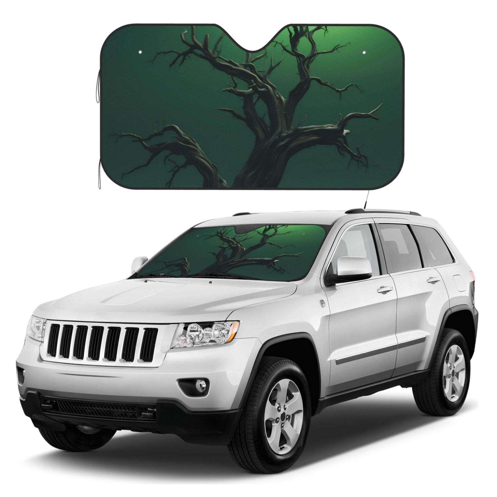 Kdxio Green Night Sky Moon Branches Print Windshield Sun Shade ...